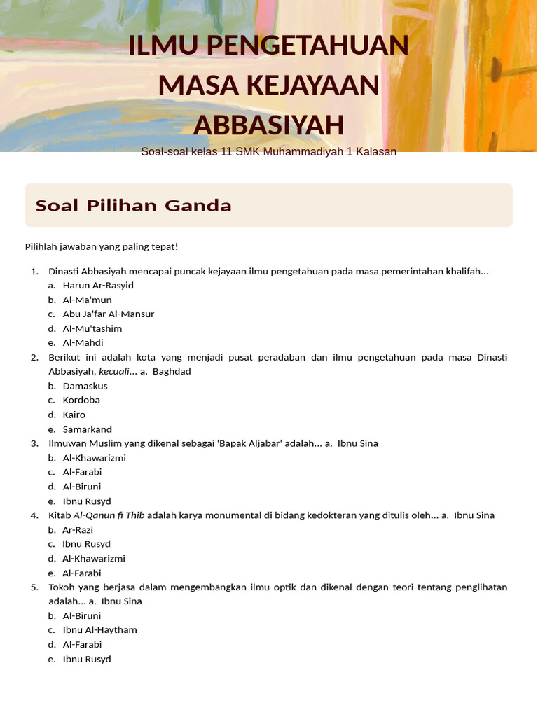Kejayaan Ilmu Pengetahuan Abbasiyah | PDF