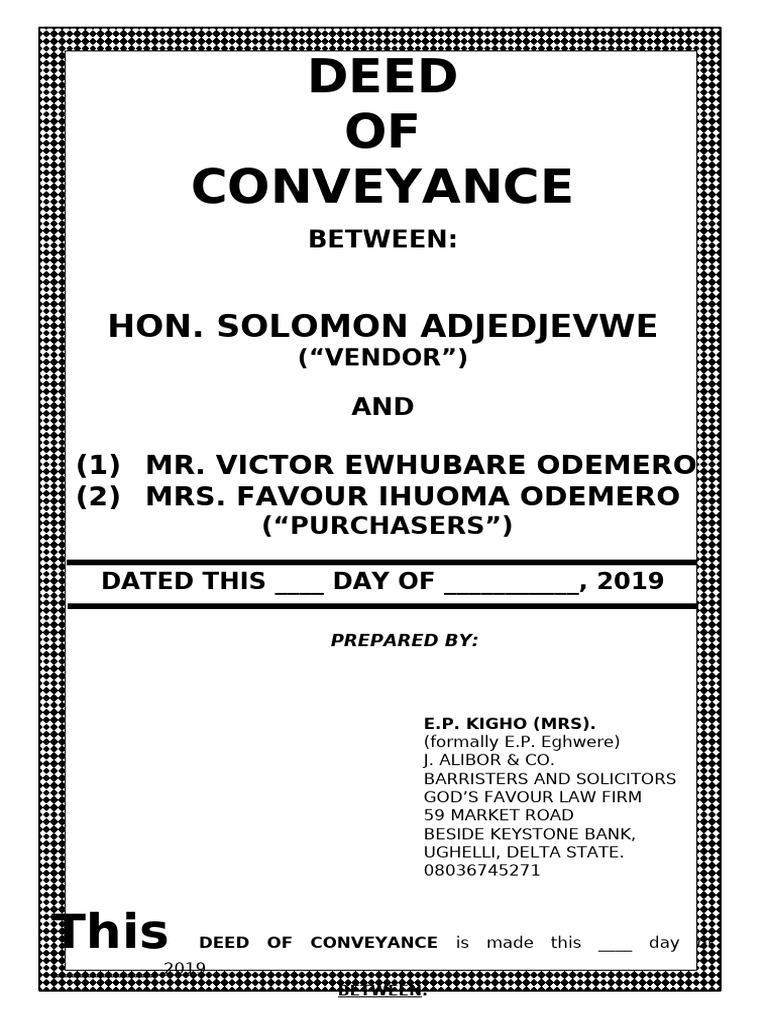 Deed of Conveyance for Ughelli Land | PDF | Conveyancing | Deed