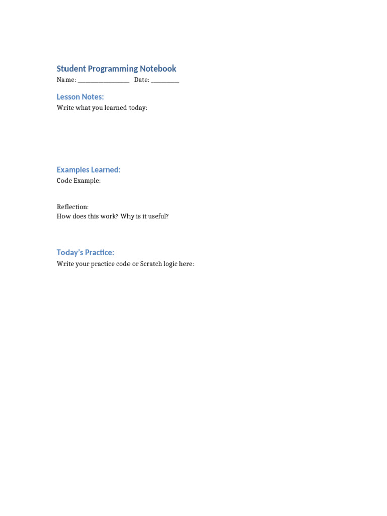 Student Notebook Template | PDF