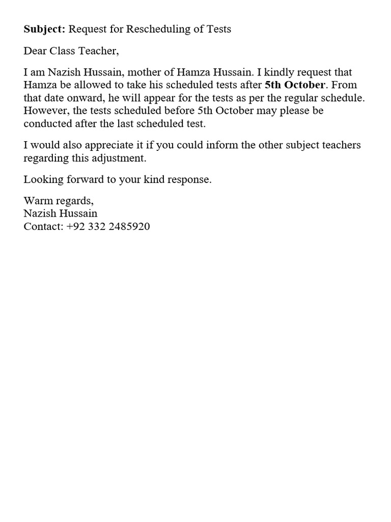 Test Reschedule | PDF