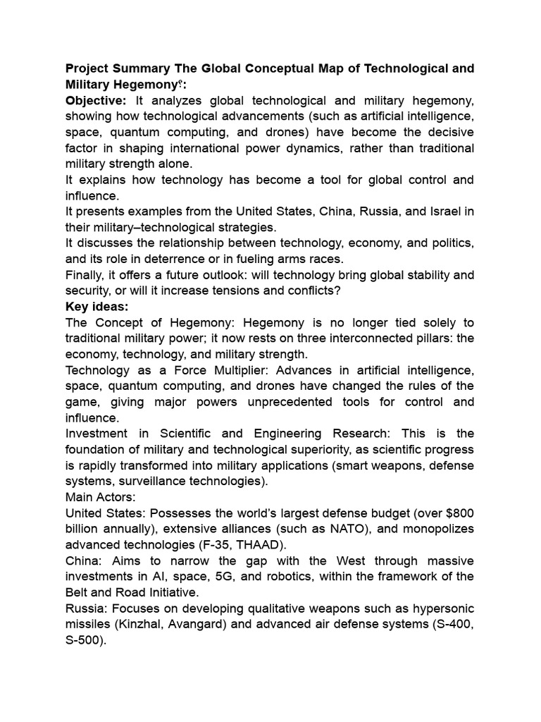 The Global Conceptual Map of Technological and Military Hegemony | PDF ...