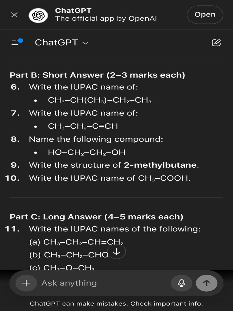 IUPAC Nomenclature Practice Questions | PDF