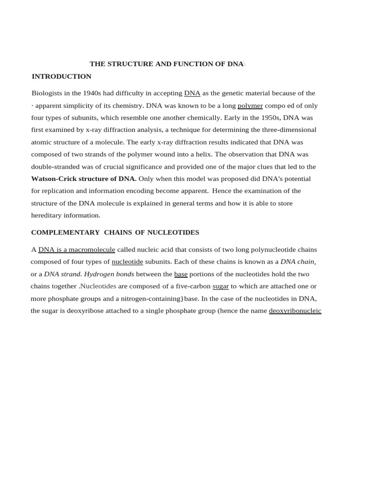 Dna Structure & Protein Synthesis | PDF | Dna | Base Pair
