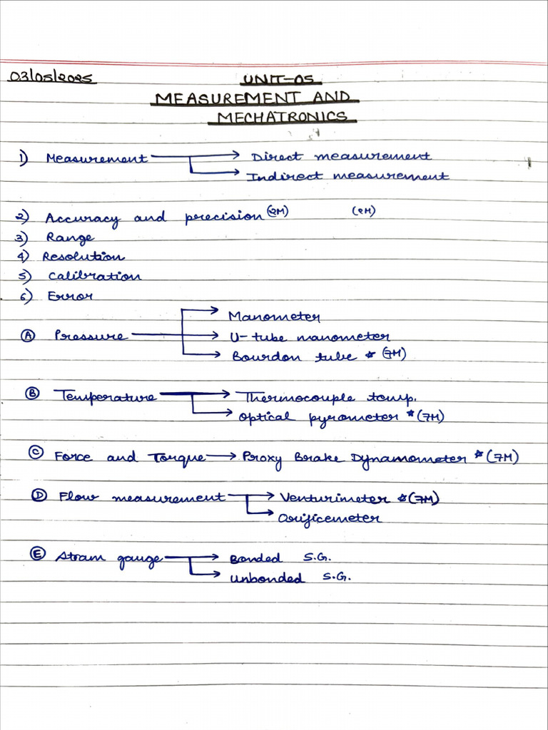 Unit - 5 Measurement and Mechatronics | PDF