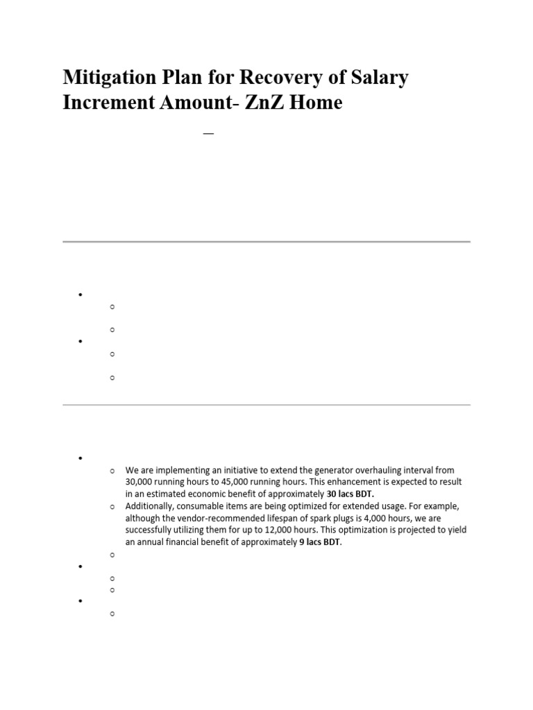 Mitigation Plan For Recovery of Salary Increment Amount | PDF | Climate ...
