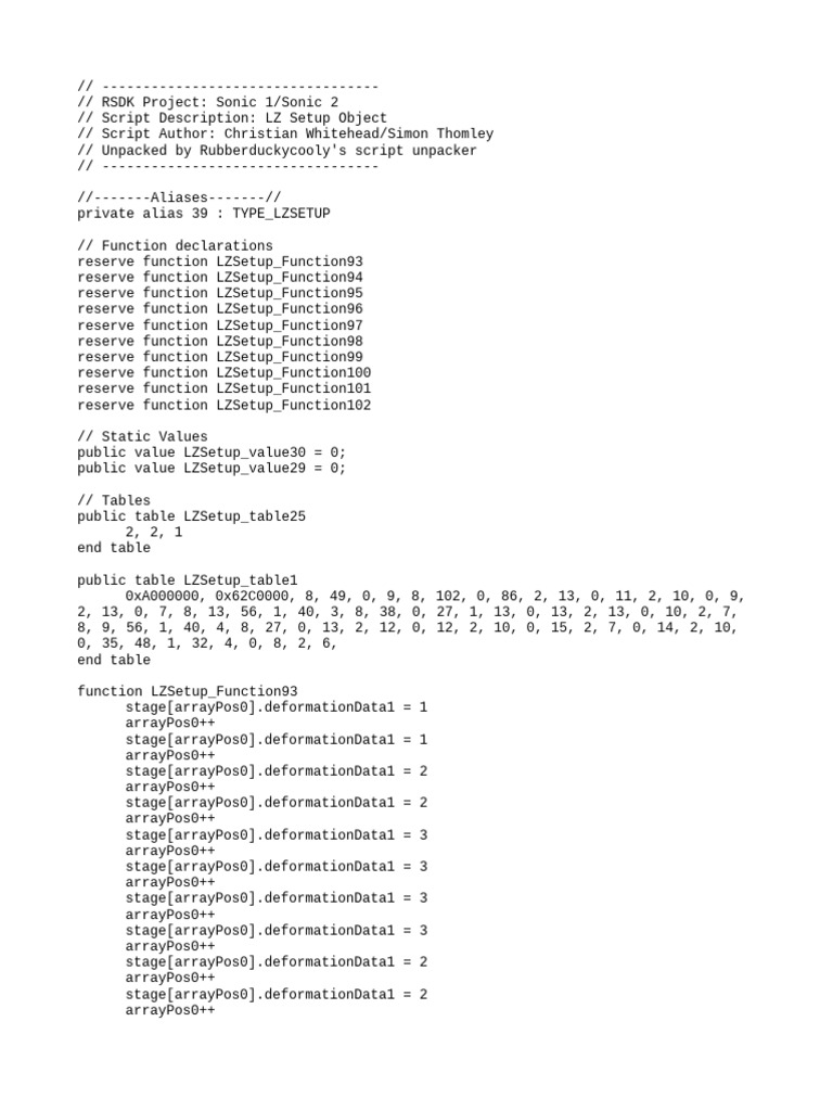 Lz Setup Object For Sonic 1 2 Pdf Video Game Development Companies
