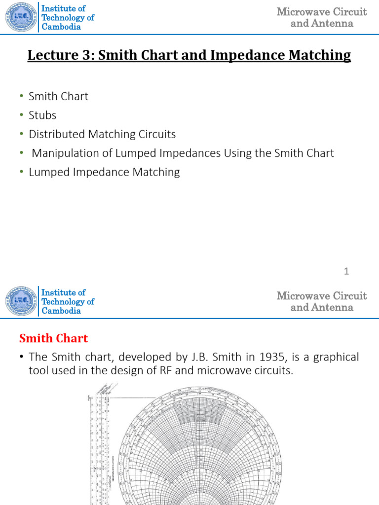 Lecture 3 - Smith Chart and Impedance Matching | PDF | Antenna (Radio) | Transmission Line