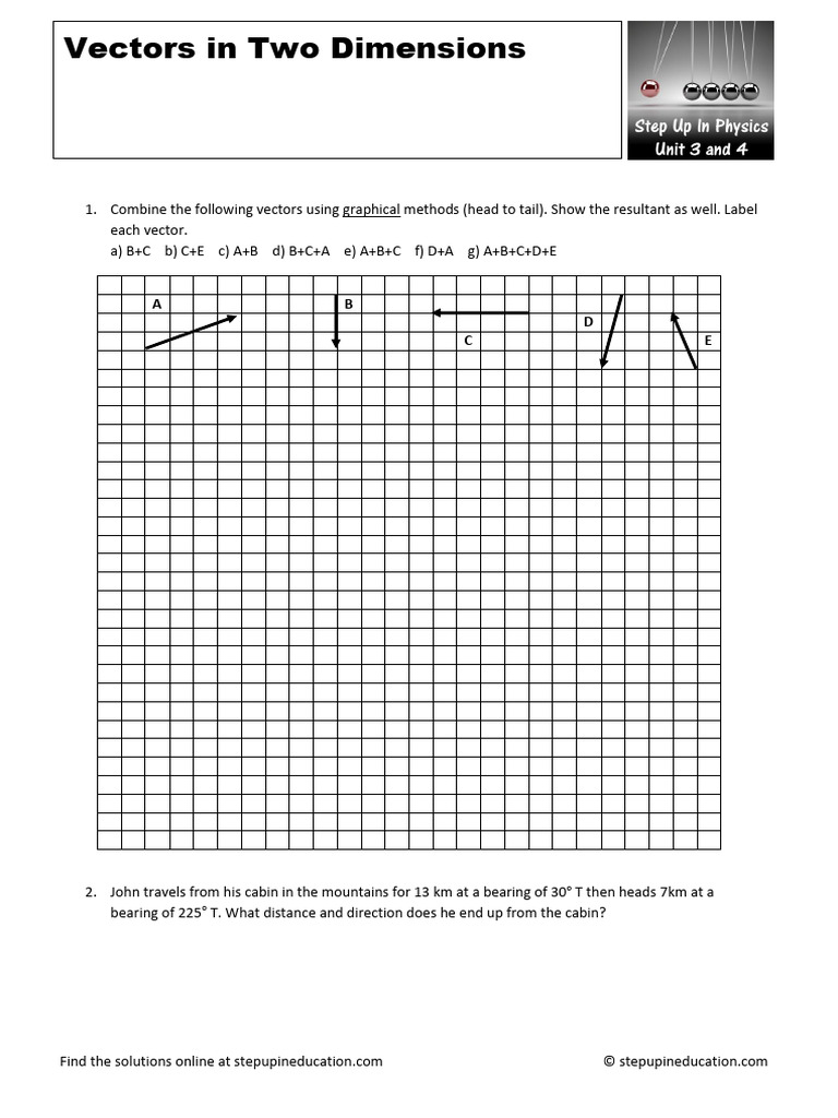 Vectors Worksheet for Printing | PDF