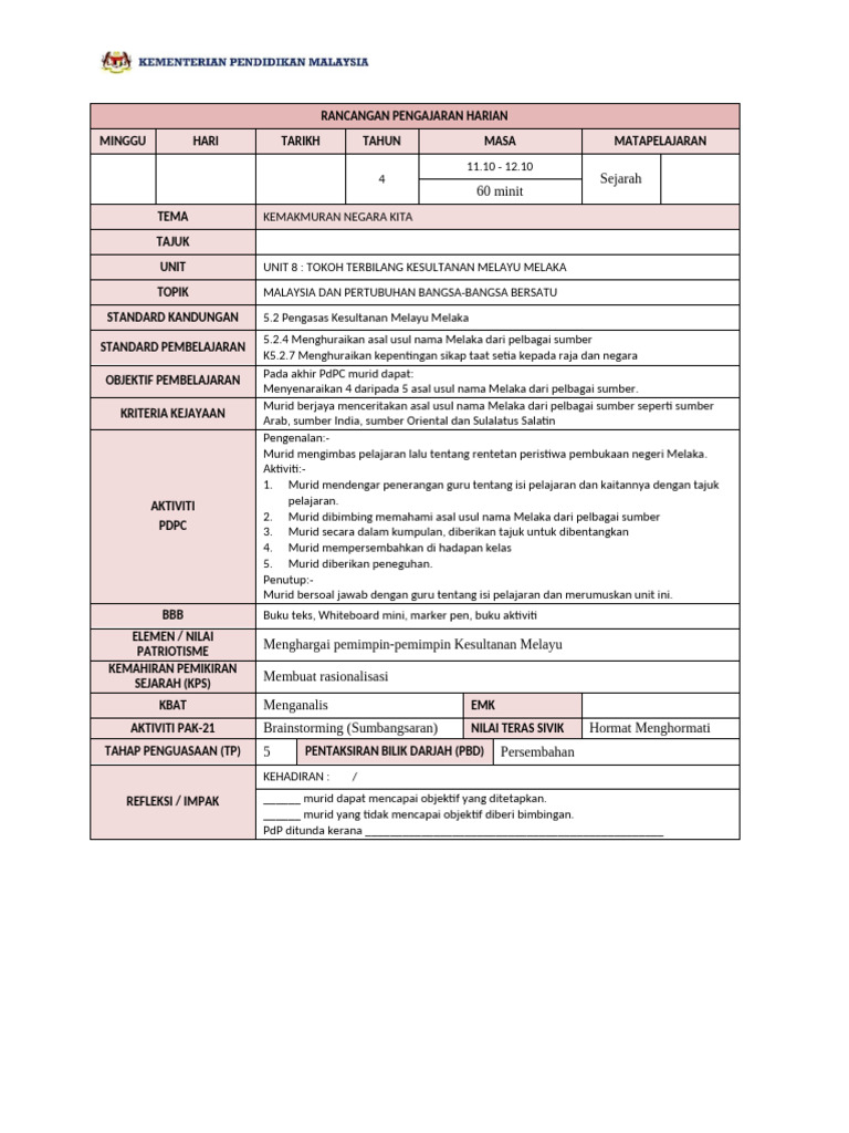 Rph Sej Thn 4 Sk (30) | PDF