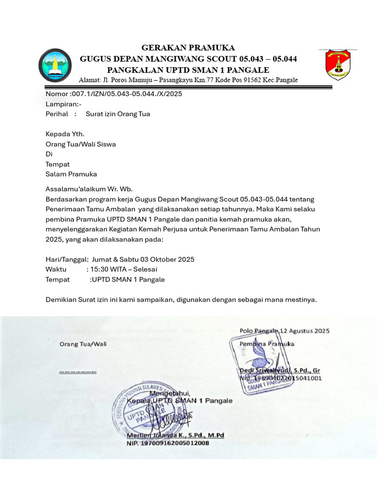 Kemah Perjusa Pramuka 2025 di Pangale | PDF