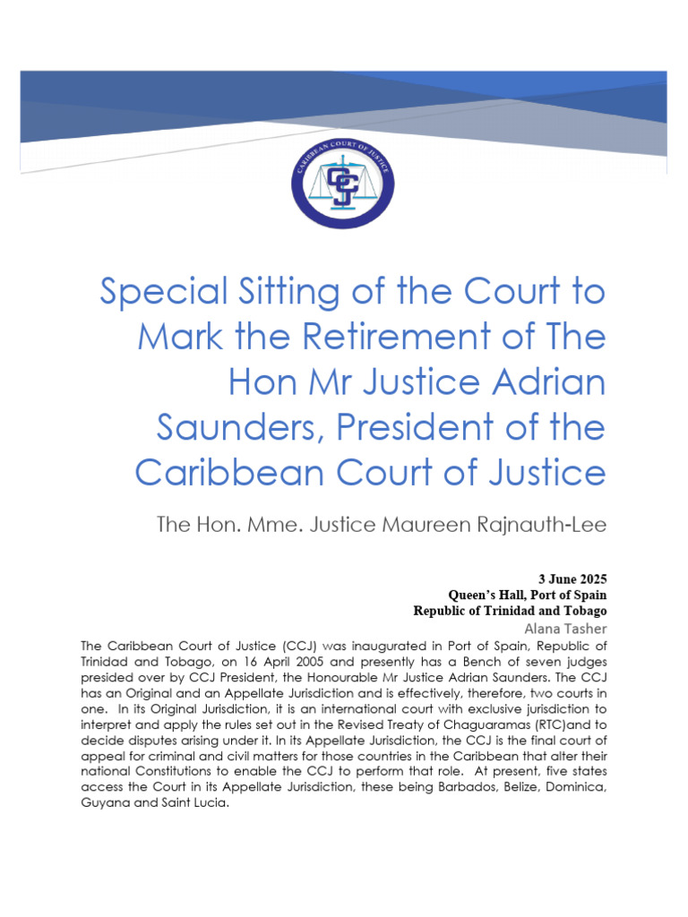 Rajnauth-Lee Special Sitting To Mark The Retirement of President ...