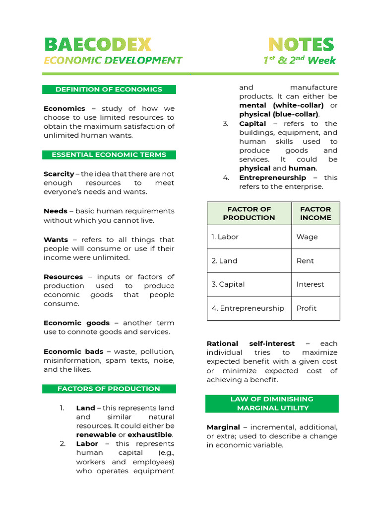 Economic Development Concepts Explained | PDF | Supply (Economics) | Demand