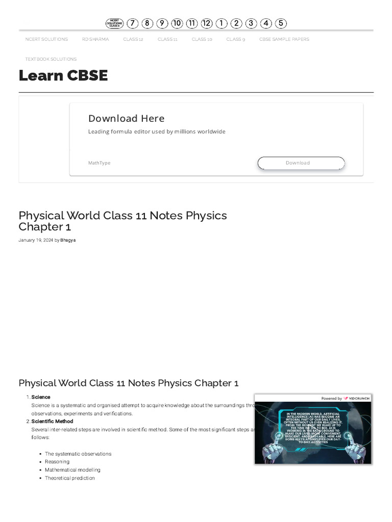 Class 11 Physics: Physical World Notes | PDF | Physics | Force