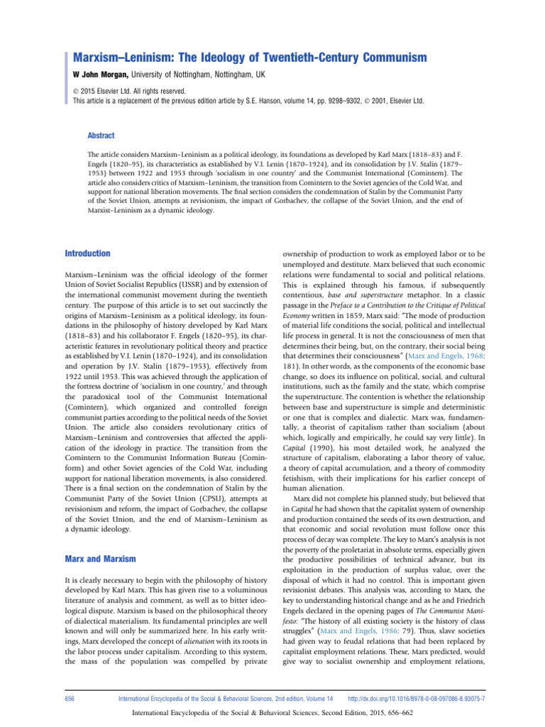 Marxism-Leninism. The Ideology of Twentieth-Century Communism | PDF | Communism | Leninism