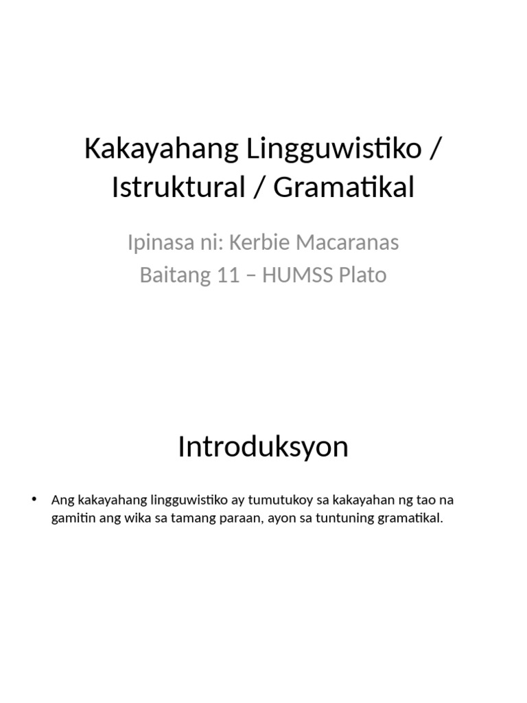 Kakayahang Lingguwistiko Kerbie Macaranas | PDF