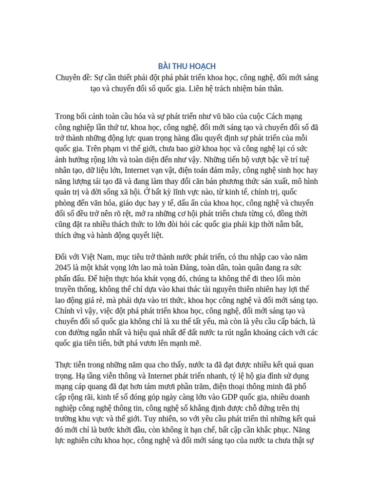 Bai Thu Hoach Cap Nhat | PDF