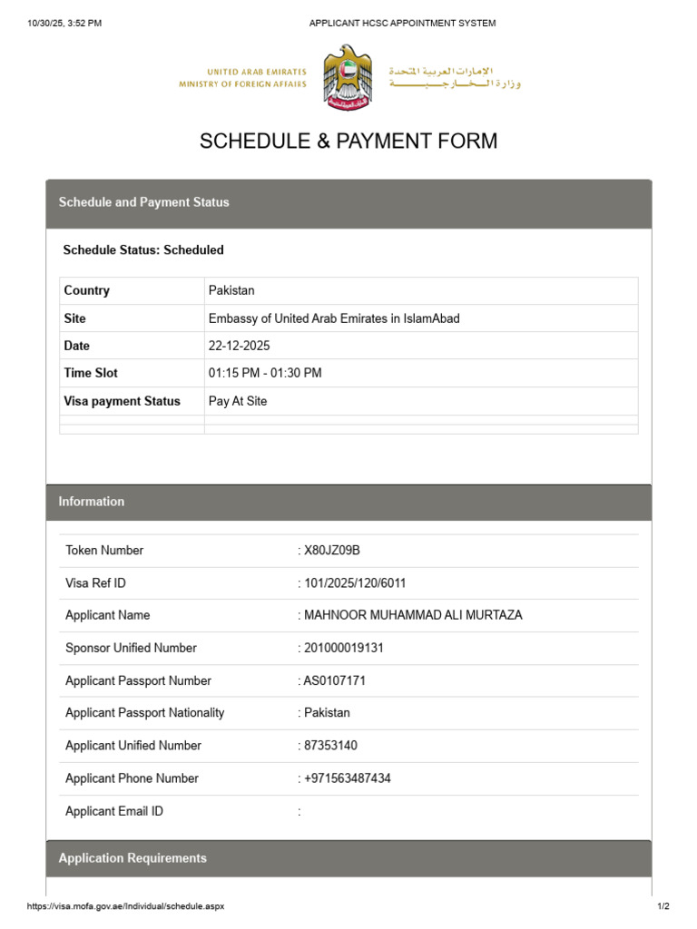 HCSC Appointment Schedule and Payment | PDF | Travel Visa | Passport