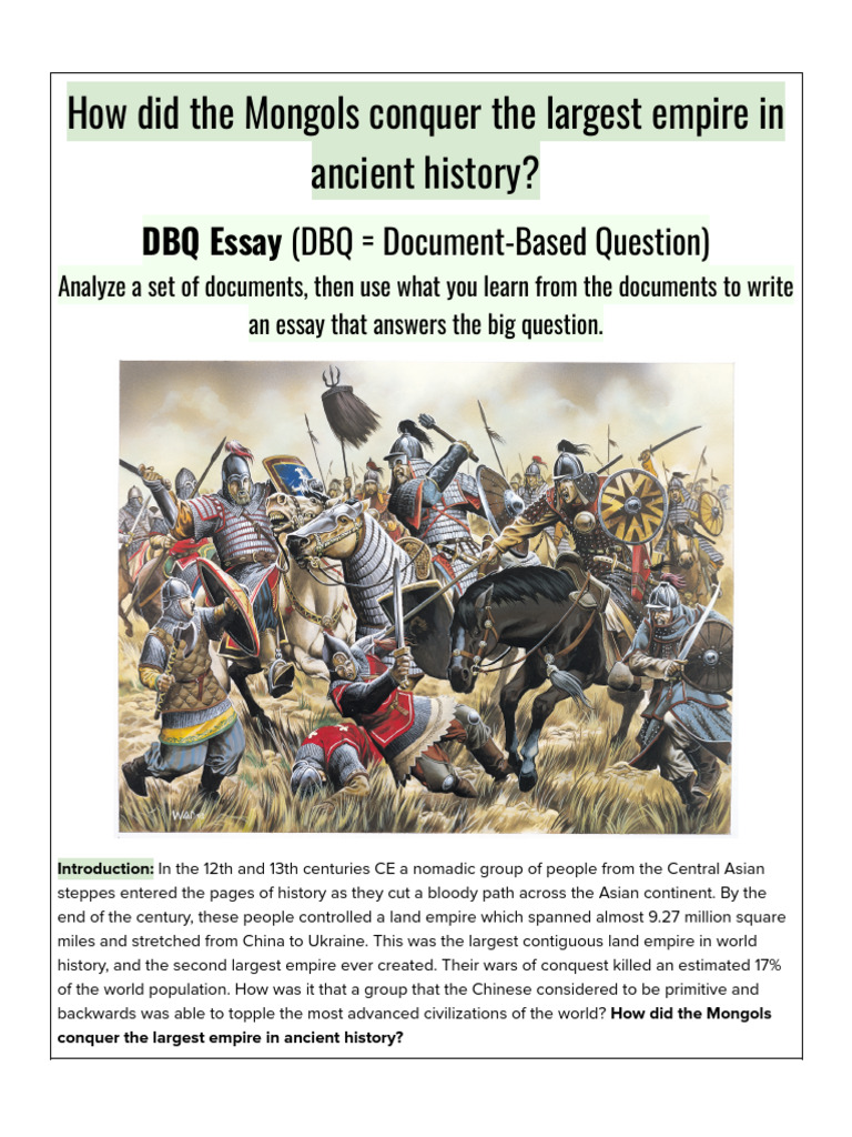 Introduction - Mongol Empire DBQ | PDF | Mongol Empire | Genghis Khan