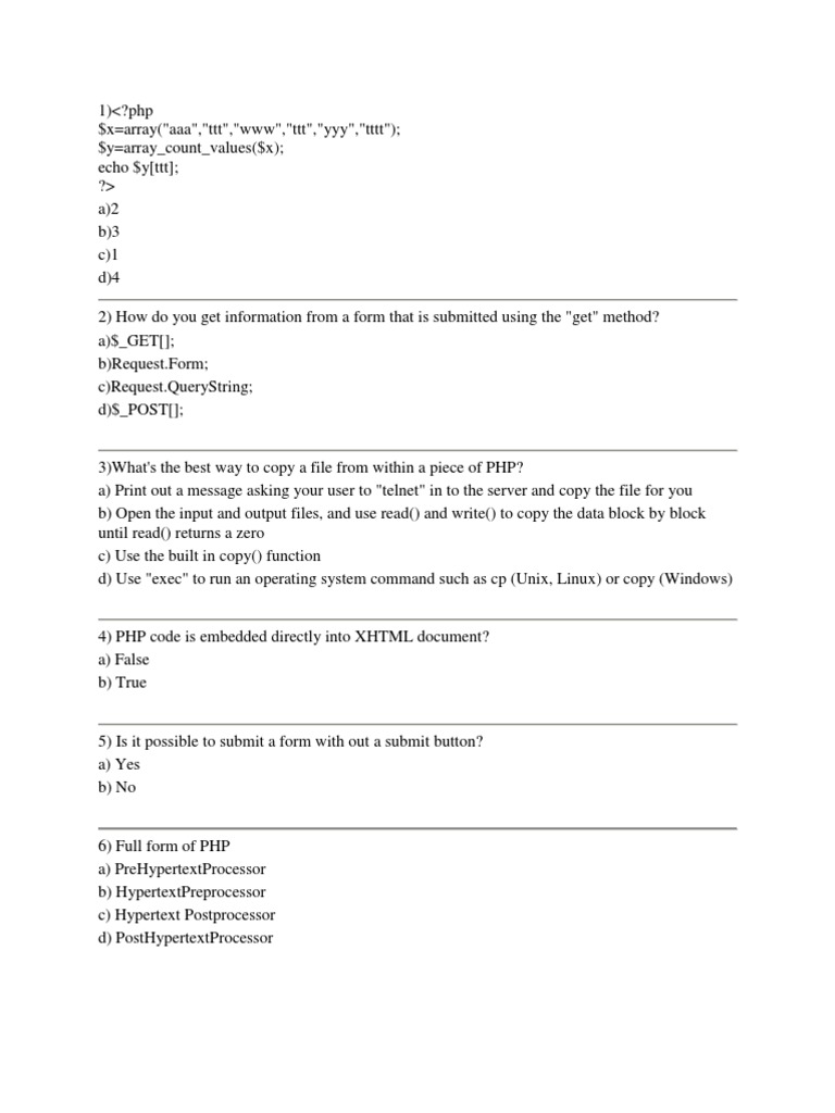 PHP Questions | PDF | Php | Regular Expression