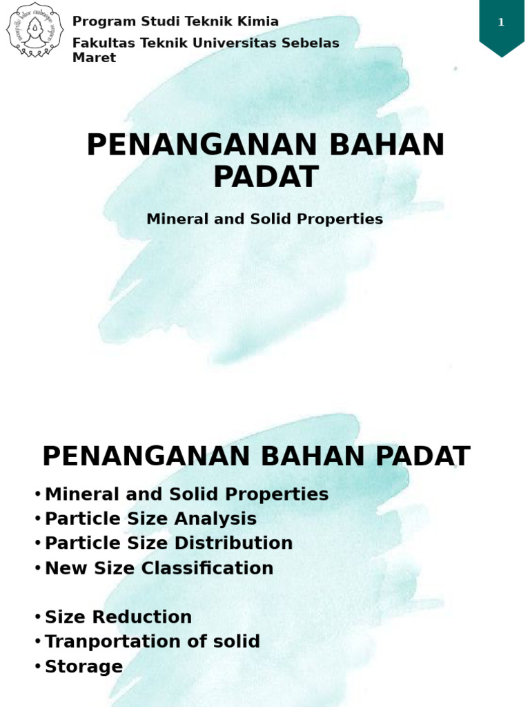 Mineral and Solid Properties, Particle Size | PDF