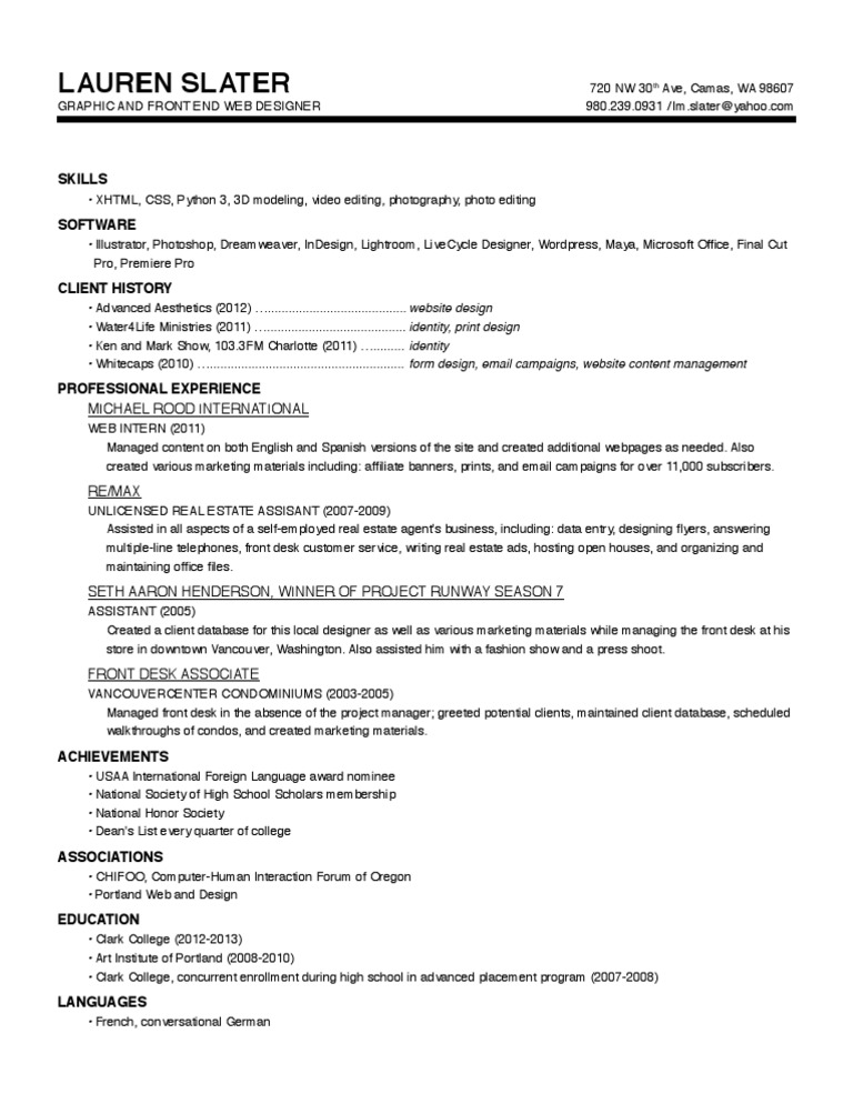 Lauren Slater Resume | PDF | Career & Growth | Art