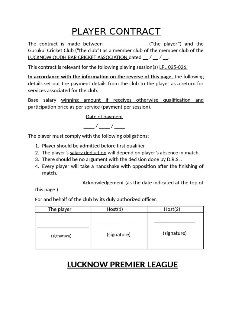 LPL Admit Letter Player Contract | PDF