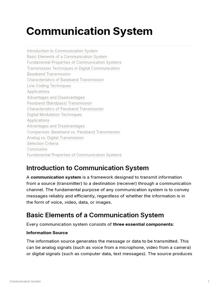 Overview of Communication Systems | PDF | Communications System ...