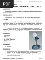 Bitumen Penetration Test Procedure | PDF | Oil Refinery | Petroleum