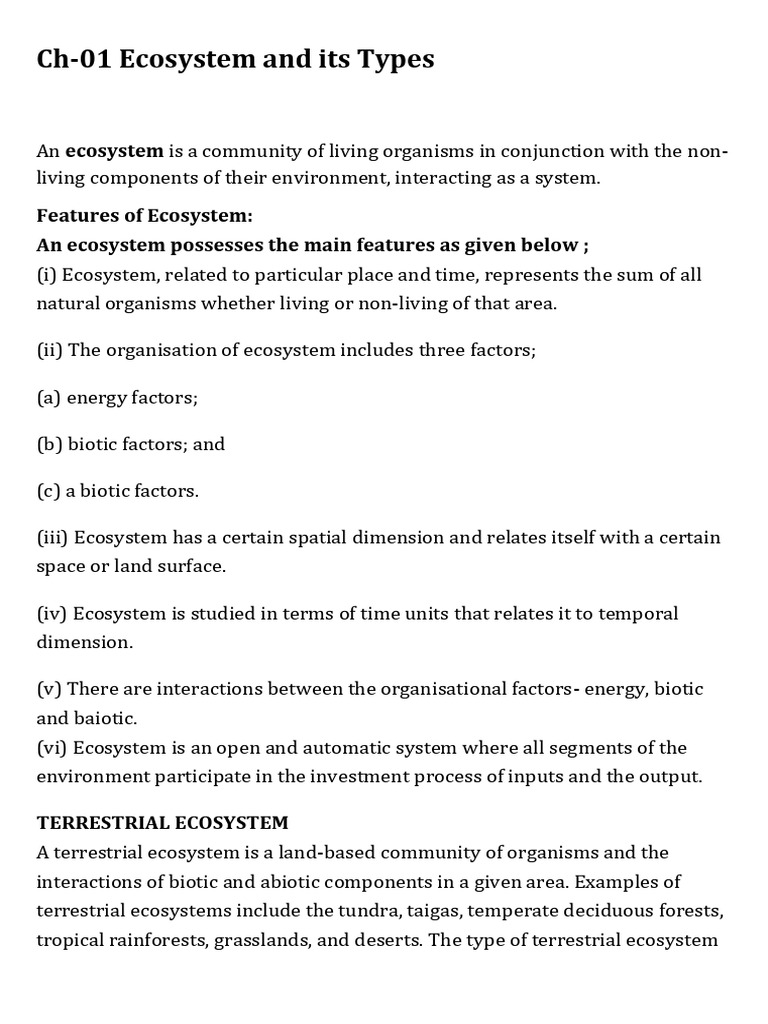 CH 01 Ecosystem and Its Types | PDF | Forests | Grassland