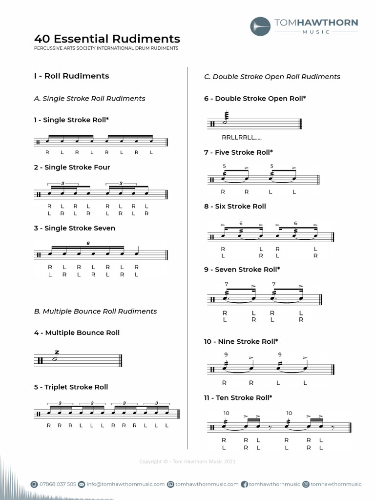 40 Essential Drum Rudiments List | PDF
