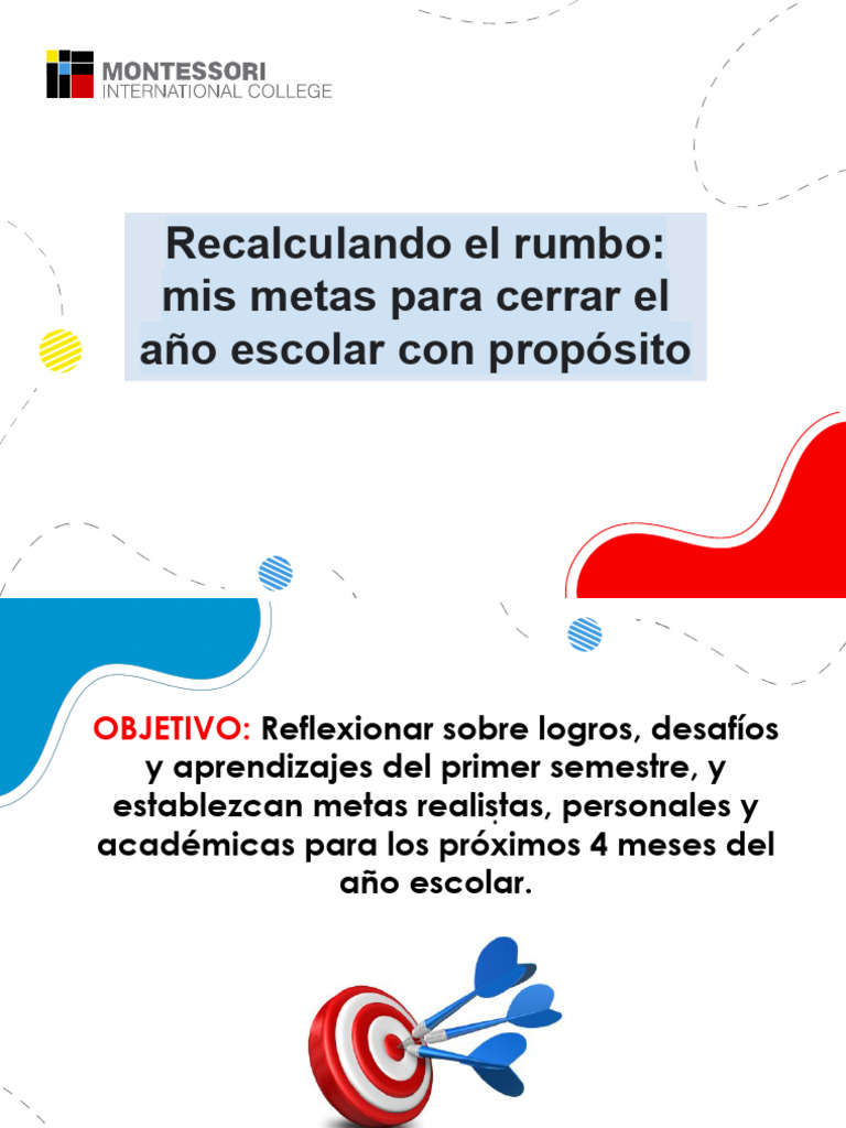 Tutoria - Recalculando Rumbo - Mis Metas para Cerrar El Año Escolar Con ...