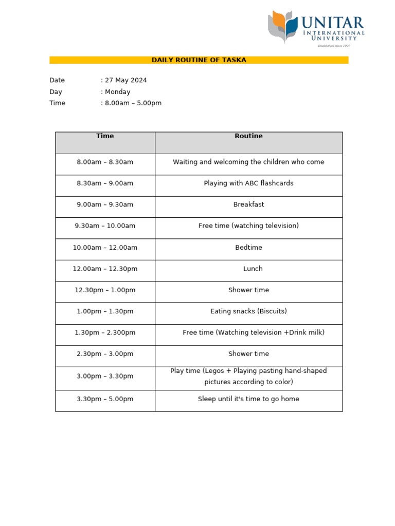Taska Rania Day 2 (Week 2) | PDF | Psychological Concepts | Behavioural ...