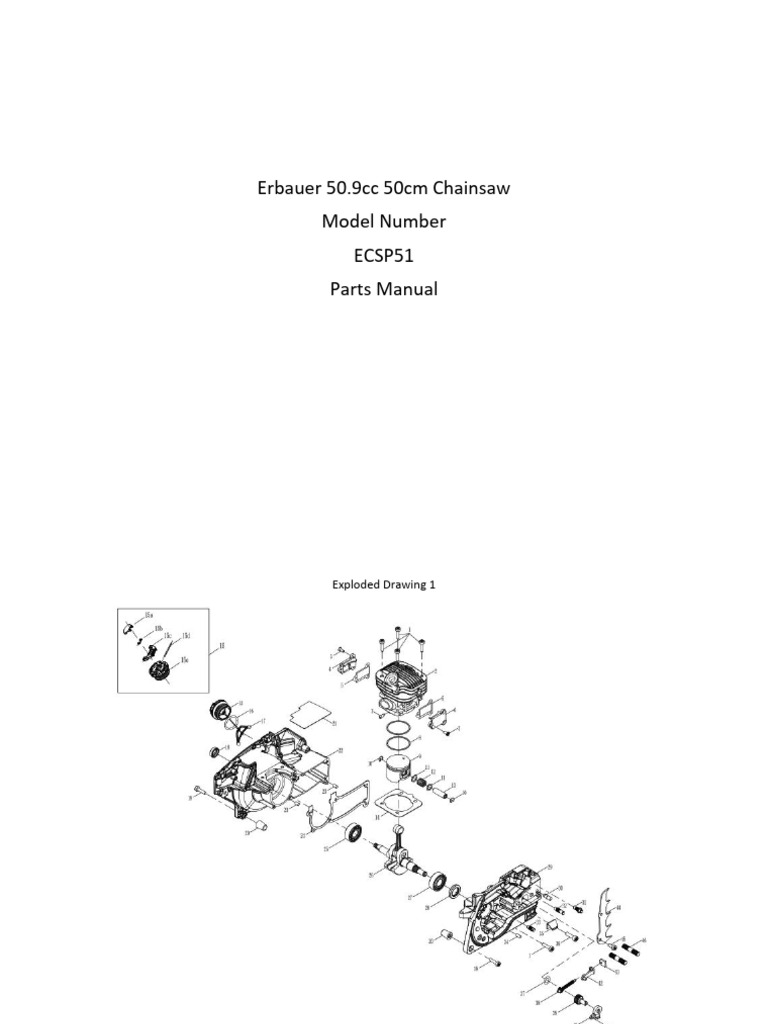 Erbauer Chainsaw Parts Manual | PDF | Piston | Throttle