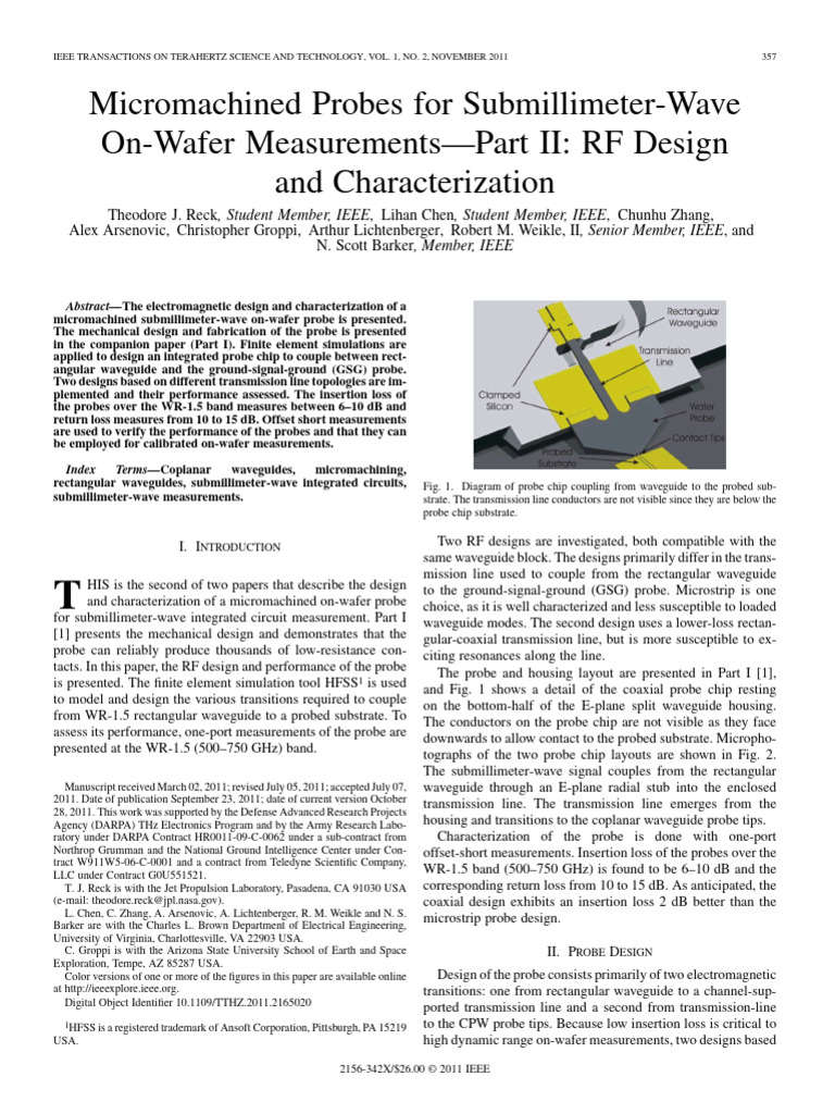 Micromachined Probes For Submillimeter-Wave On-Wafer MeasurementsPart ...