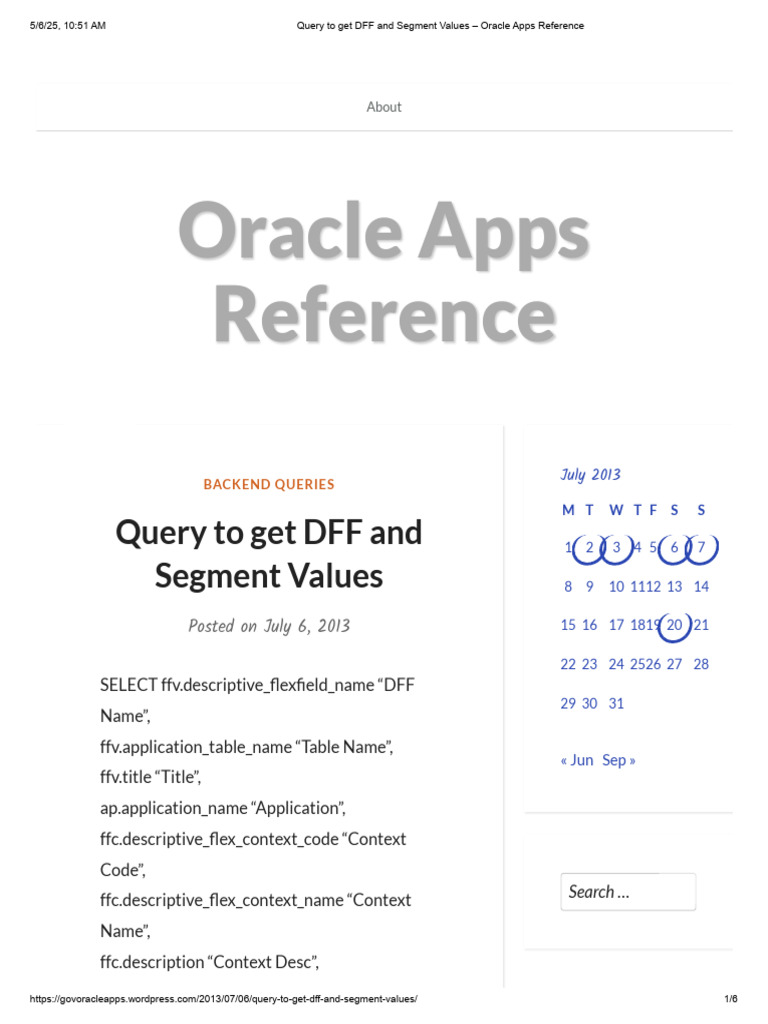 Oracle Apps DFF and Segment Query | PDF | Software Engineering | Data ...