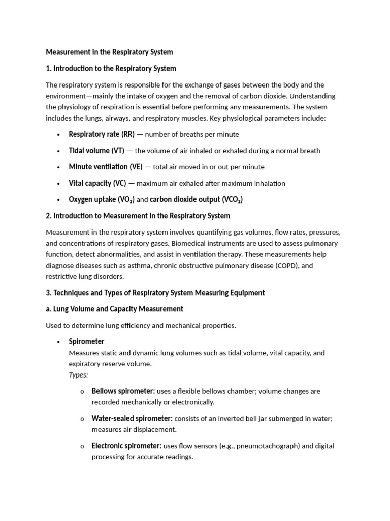 Respiratory System Measurement Techniques | PDF | Respiratory System ...