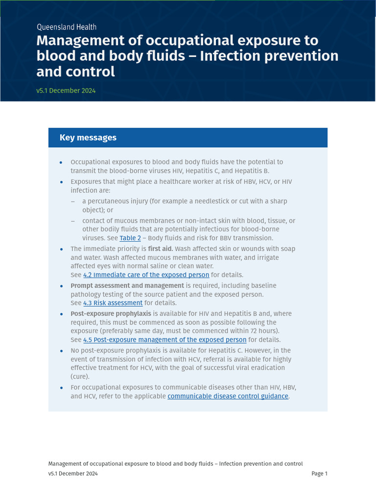 Occ Exposure Blood Body Fluids | PDF | Hepatitis B | Hepatitis C