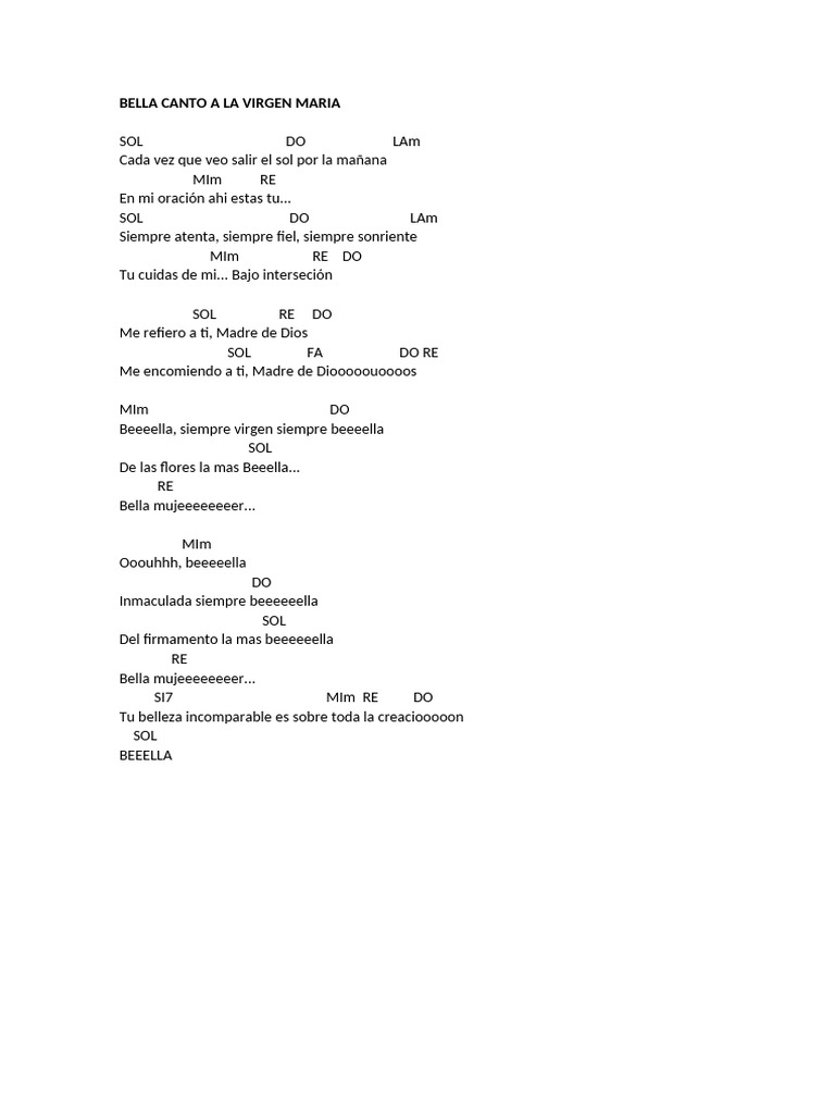 Bella Canto A La Virgen Maria | PDF