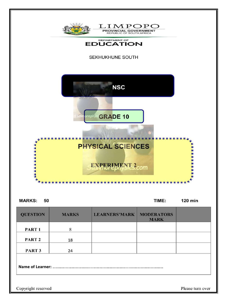 LP SS Physical Sciences Grade 10 PRACTICAL Term 3 2024 and Memo | PDF