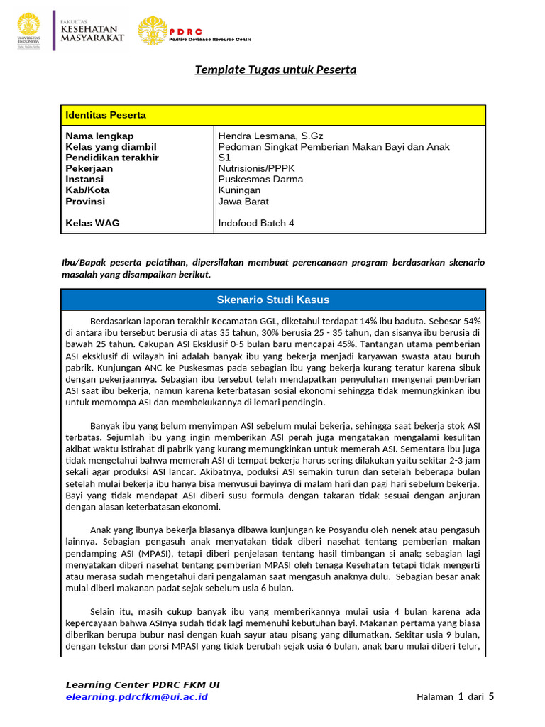 Batch4 Jawa Barat PMBA Hendra Lesmana Nutrisionis | PDF