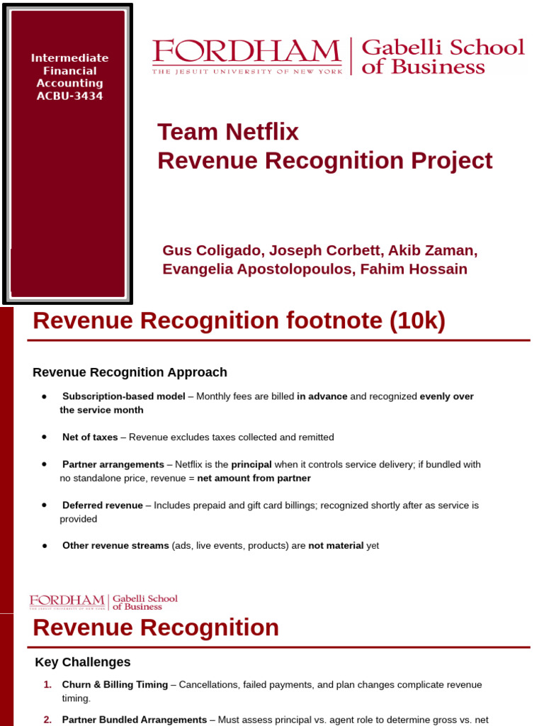 Netflix Revenue Recognition Insights | PDF | Deferral | Revenue