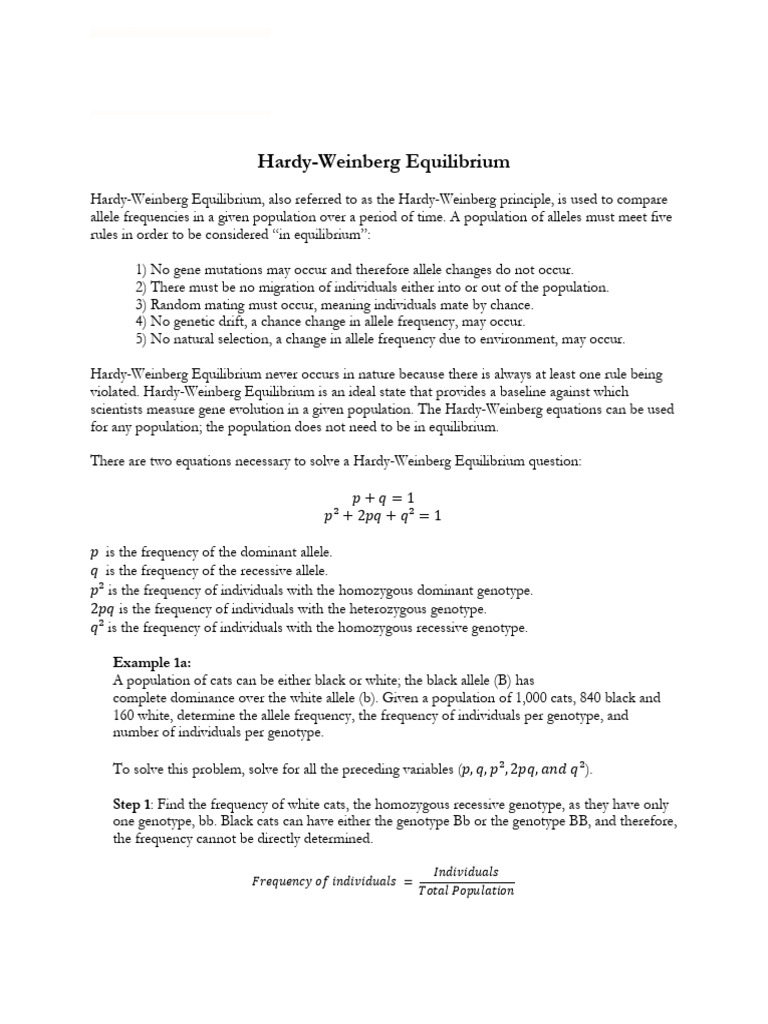 Hardy Weinberg Equilibrium (1) | PDF | Genotype | Zygosity