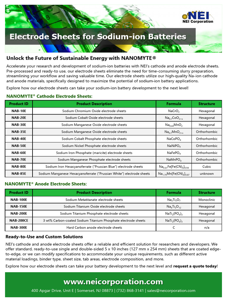 Anode Electrode Sheets for Na-ion Batteries | PDF | Electrode | Anode