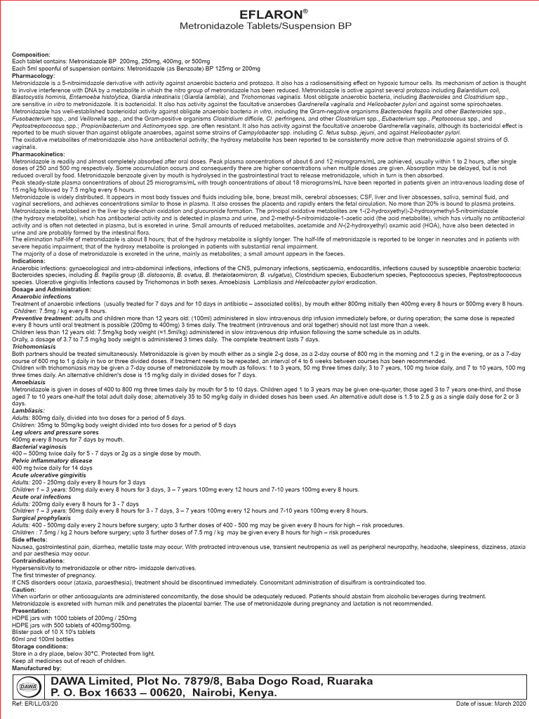 Eflaron Leaflet | PDF | Microbiology | Medical Specialties