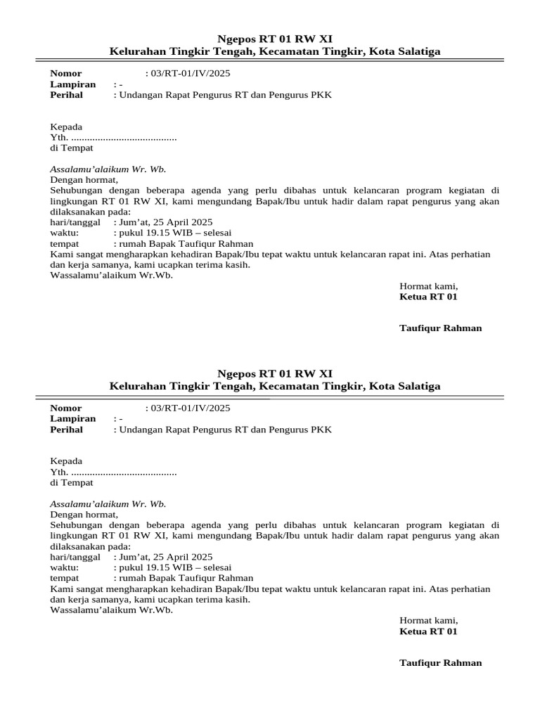 Undangan Rapat | PDF
