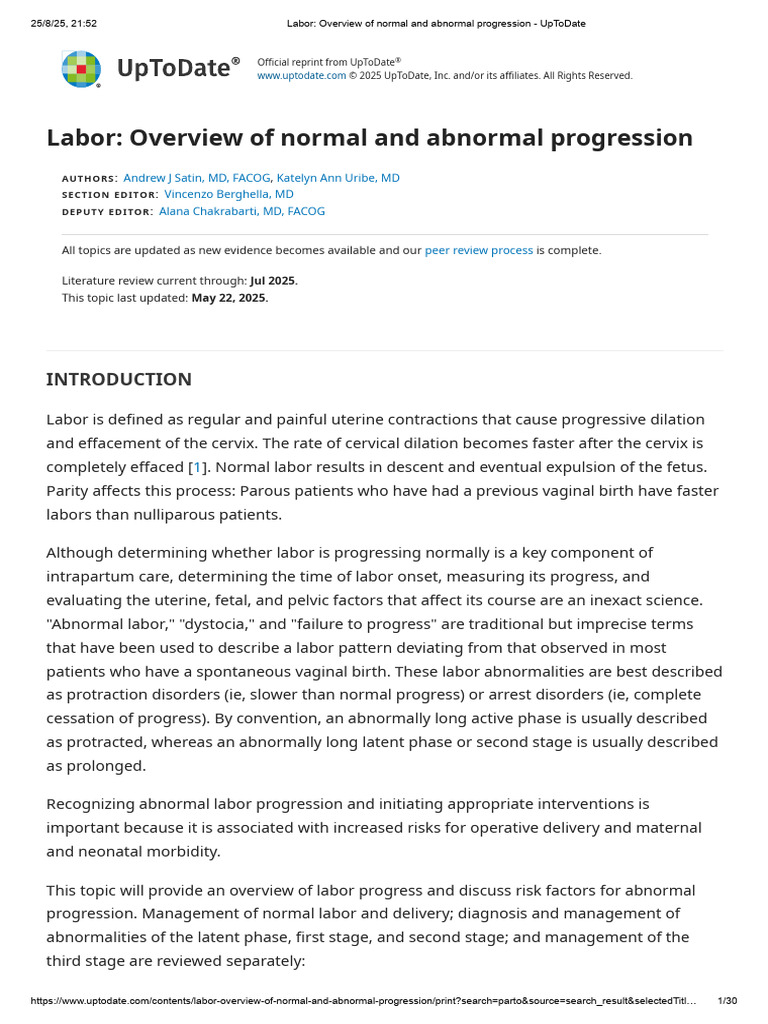 Labor Progression: Normal vs Abnormal | PDF | Childbirth | Maternal Health