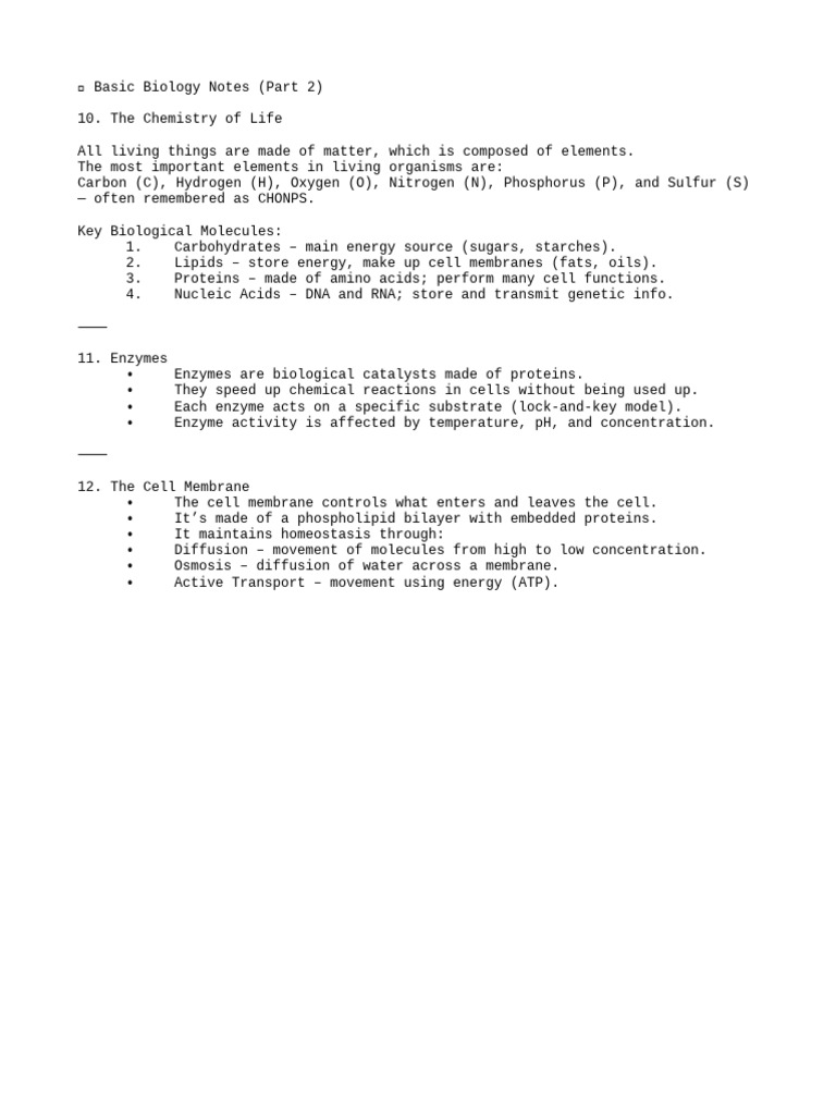 Basic Biology Notes (Part 2) | PDF