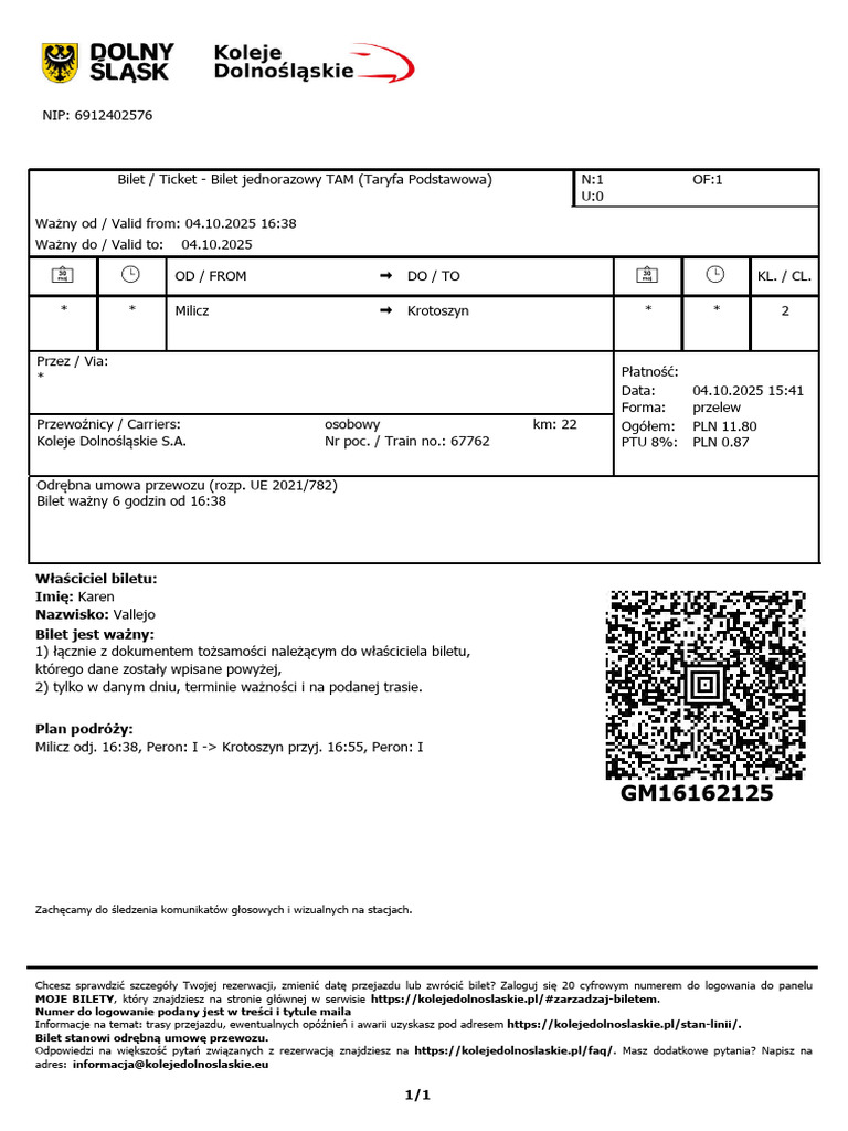 Bilet KD 30772931 | PDF