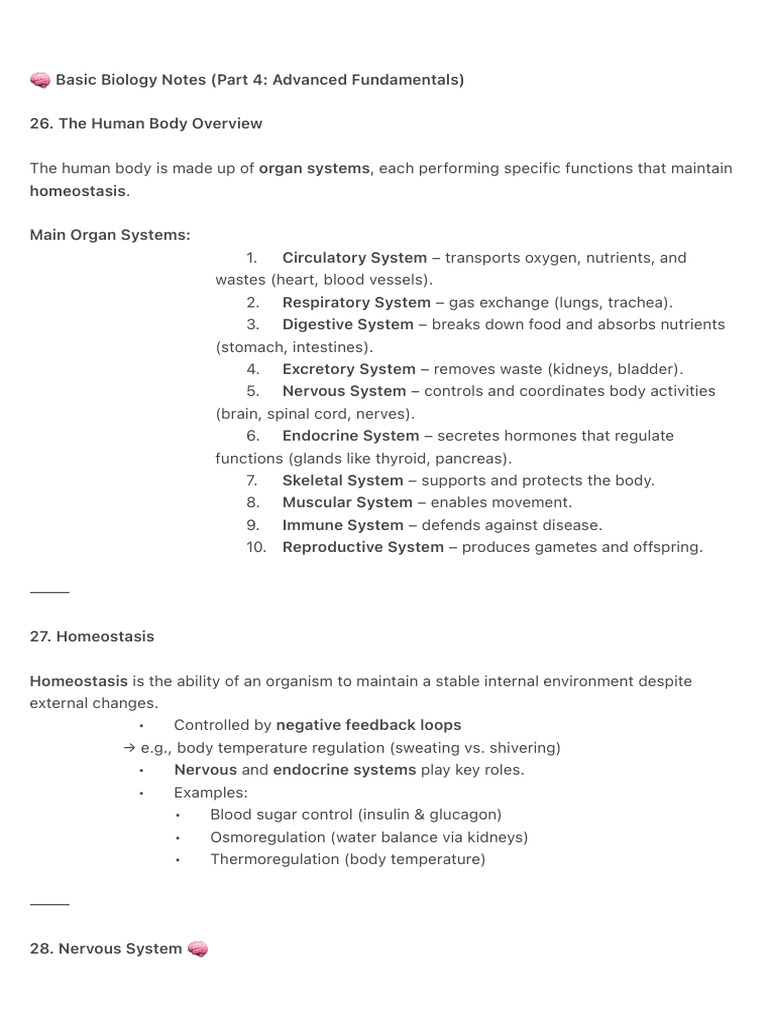 ? Basic Biology Notes (Part 4- Advanced Fundamentals) | PDF | Human ...