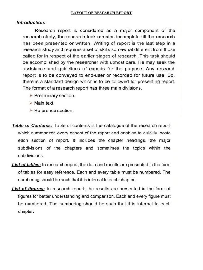 Layout of Research and Types of Research Report | PDF